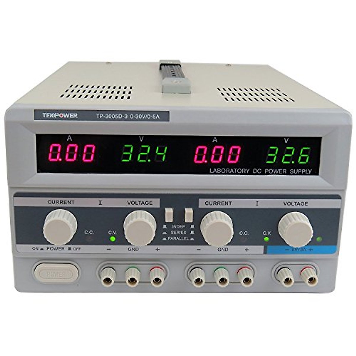 Tekpower TP-3005D-3 Digital Variable Triple Outputs Linear-Type DC Power Supply, 0-30 Volts @ 0-5 Amps
