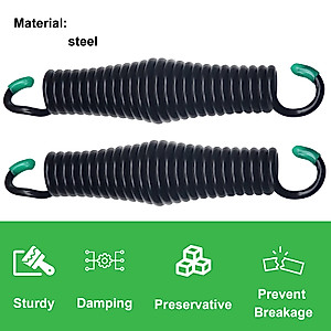 Porch Swing Springs Hammock Chair Spring Hold up to 1300lbs Heavy-Duty Chrome Springs for Hanging Chairs Ceiling Mount Porch Swings Punching Bag - 2 PCS Black