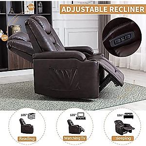 Phoenix Home Power Chair for Living Room Theater Recliner, Brown