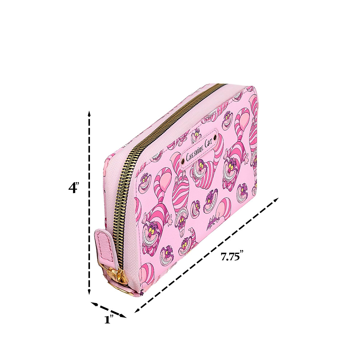 Disney Wallet Wristlet Zip Clutch Faux Leather (Cheshire Cat Pink)