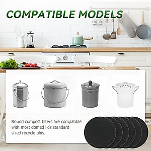 Compost Bin Filter, 6.7 inch Charcoal Filters for Kitchen Compost Bucket Home Countertop Compost Pail Relpacement Filter, 12-Pack