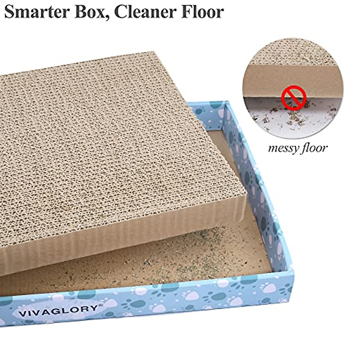 Cat Scratcher Extra Wide with Box of 3 Pack, Reversible Cat Scratching Pad Kitty Corrugated Cardboard Sofa Lounge, Catnip Included