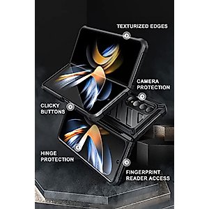 SUPCASE Unicorn Beetle Case for Galaxy Z Fold 4 5G (2022), [Rugged Belt Clip] Shockproof Protective Case with Built-in Screen Protector & Kickstand (Black)