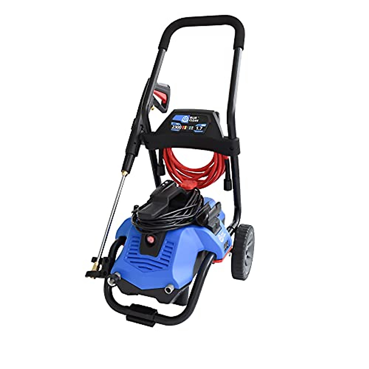 AR Blue Clean BC2N1HSS Electric Pressure Washer-2300 PSI, 1.7 GPM, 13 Amps Quick Connect Accessories, 2 in 1 Detachable Cart, On Board Storage, Portable Pressure Washer, High Pressure, Car, Patio
