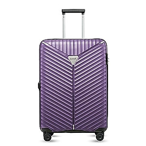 LUGGEX 24 Inch Luggage with Spinner Wheels - Purple Luggage with TSA Lock - Checked Suitcases for Travel, Lightweight and Expandable