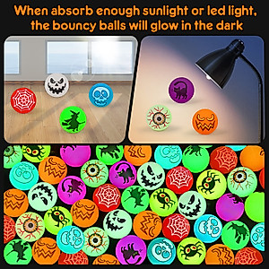 Halloween Party Favors Kids Toys 64Pcs Halloween Toys Glow In The Dark Party Supplies Bouncy Balls Toys for Kids Halloween Party Decorations Favor Bag Fillers Trick or Treating Goodies