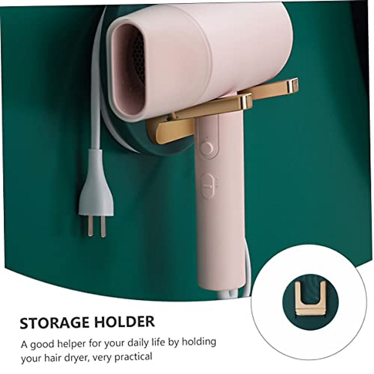 Yardwe 2pcs Hair Dryer Holder Decorative Shelf Brackets Decorating Tools Wall Bracket Hair Care Tools Holder Hair Dryer Wall Self Wall Mount Broom Holder Hair Dryer Rack Bathroom Supplies