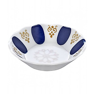 Hakan Traditional Melamine Turkish Teacup Saucers, Authentic Design Tea Glass Plates, Non-Breakable, 6 Pcs, 3.9 in (Blue)