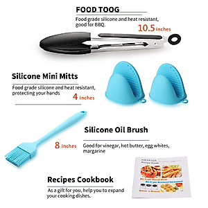 Air Fryer Accessories 9PCS for Gowise Gourmia Cozyna Ninja Air Fryer, Fit all 3.7QT - 5.8QT Power Deep Hot Air Fryer with 7 Inch Cake Barrel, Pizza Pan, Cupcake Pan, Oven Mitts, Skewer Rack,