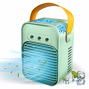 Logkern Portable Air Conditioner, Rechargeable Personal Evaporative USB Air Cooler Fan, Mini Air Conditioner with 3 Speeds 7 Colors, Humidifier Misting Unit for Home, Dorm, Office, Camping