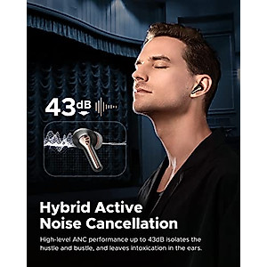 SoundPEATS Capsule3 Pro Wireless Earbuds with Hi-Res and LDAC, 43dB Hybrid Active Noise Cancelling Bluetooth 5.3 Earphones with 6 Mics for Calls, 52 Hours of Playtime, Transparency Mode, Game Mode