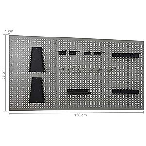 Tidyard 3 Piece Wall-Mounted Peg Boards, Steel Wall Panels with Holes, Metal Tool Pegboards Storage Organizer Gray for Garage, Workbench, Workshop