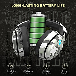 Gtheos 2.4GHz Wireless Gaming Headset for PC, PS4, PS5, Mac, Nintendo Switch, Bluetooth 5.2 Gaming Headphones with Detachable Noise Canceling Microphone, Stereo Sound, 3.5mm Wired Mode for Xbox Series