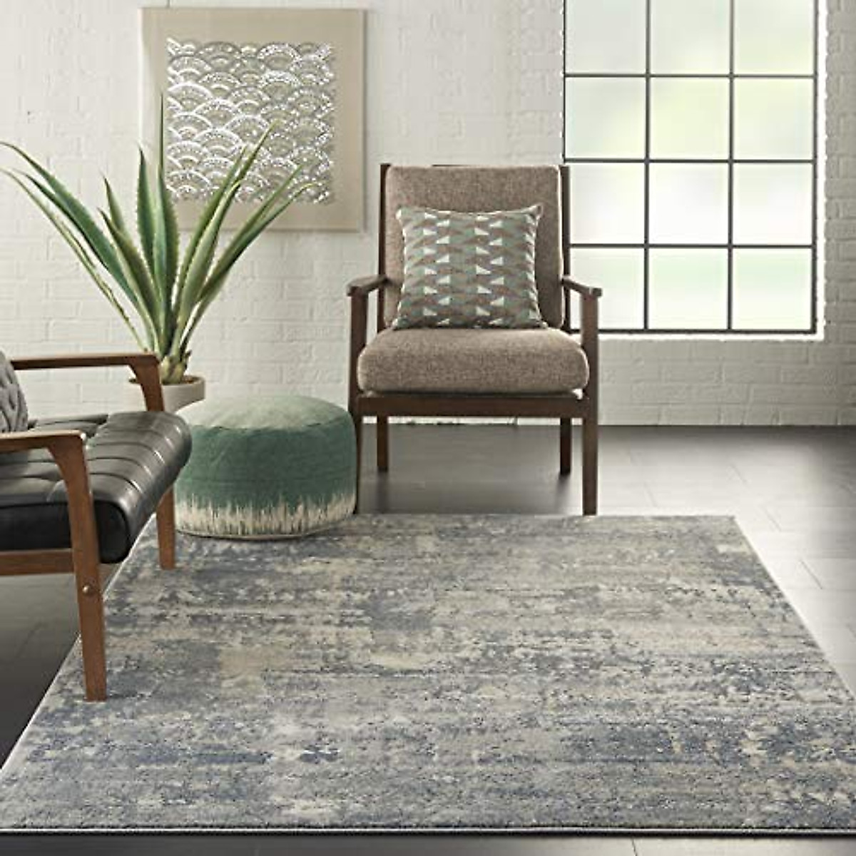 Nourison Concerto Abstract Grey/Beige 5'3" x 7'3" Area -Rug, Easy -Cleaning, Non Shedding, Bed Room, Living Room, Dining Room, Kitchen (5x7)