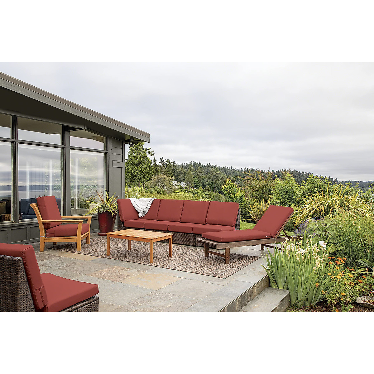 Classic Accessories Ravenna Water-Resistant 25 x 22 x 4 Inch Patio Back Cushion, Spice, Outdoor Loveseat Cushions