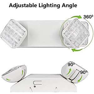 Litufine LED Emergency Lighting Fixtures with 2 LED Heads, Commercial Emergency Light with Battery Backup, UL 924 and CEC Qualified, 120-277 Voltage (1-Pack)
