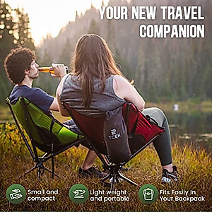 TCEK Swivel Portable Chair Camping Chairs - Small Compact Portable Chair for Adults That Setup in 8 Seconds, Lightweight Outdoor Folding Chair for Camping, Backpacking, Hiking, Beach, Support 300 LBS