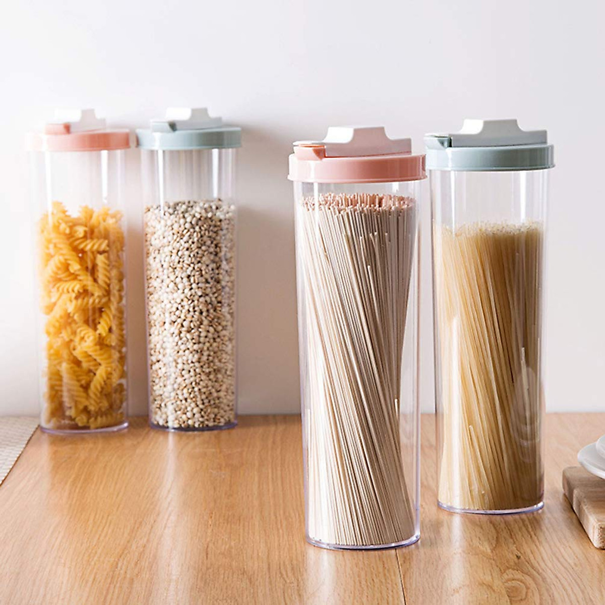 Hemoton 2Pcs airtight food canister food storage containers spaghetti holder plastic spaghetti noodle container cereal dispenser jar Jars for Spaghetti dry food container flour oatmeal