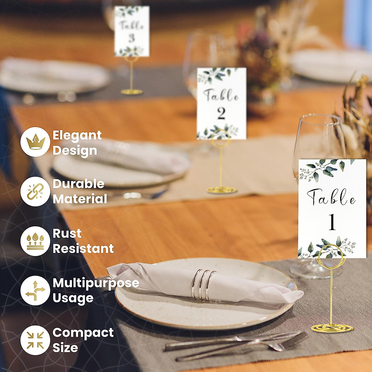 Generic 16 Pieces Table Card Holder 8 inches Table Number Holders Place Steel Card Holders for Photos, Food Signs, Memo Notes, Weddings, Restaurants, Birthdays