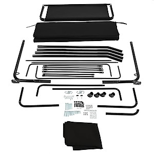 HECASA 3-Person Outdoor Swing Chair, Steel Porch Swing with Convertible Canopy & Removable Cushion for Patio, Garden, Poolside, Balcony and Backyard - Black