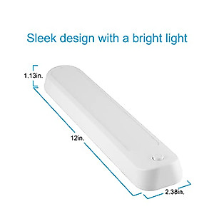 GE Under Cabinet Light, 12 Inch, Wireless, Battery Operated, 100 Lumens, Tap Light, Bright White LED Closet Light, Night Light for Kitchen, Closet, and More, 41213-T1