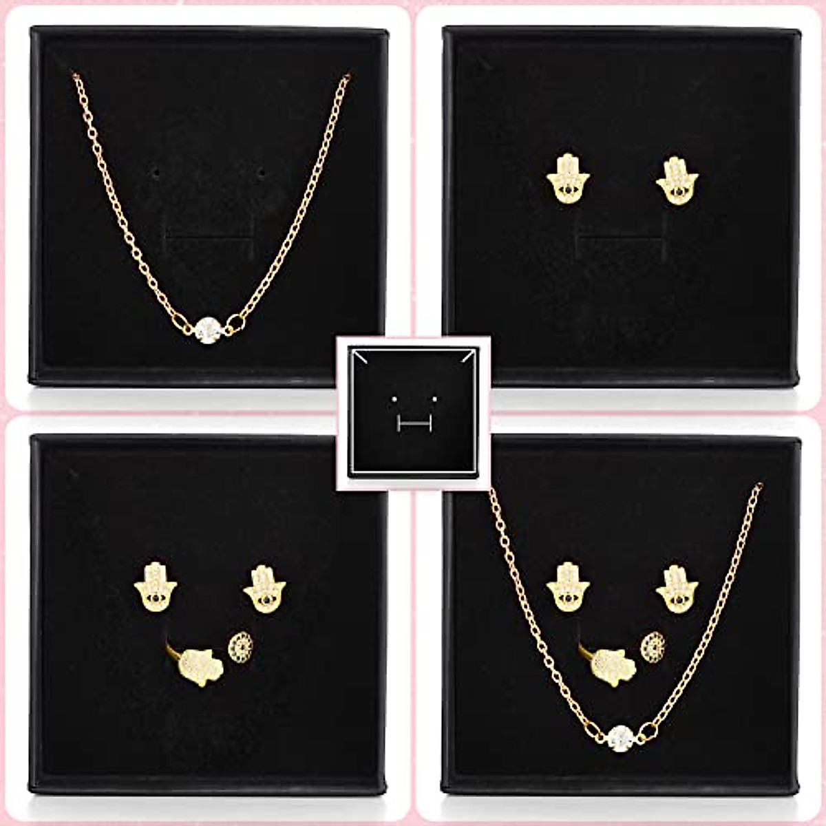 Kenning 24 Packs Jewelry Gift Boxes Necklace Boxes Cardboard Earring Ring Boxes with Velvet Cushion for Jewelry Gifts Display, 3.1 x 3.1 x 1.4 Inch (Cardboard)