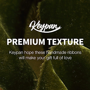 Keypan Velvet Ribbon for Gift Wrapping Olive Green Handmade Fringe Ribbons for Crafts Bouque Christmas Decorations 2 Rolls 1 1/2 Inch x 2 Yd (4 Yards Total)