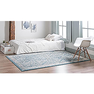 Unique Loom Oslo Collection Traditional Botanical Teal Area Rug (5' x 8')