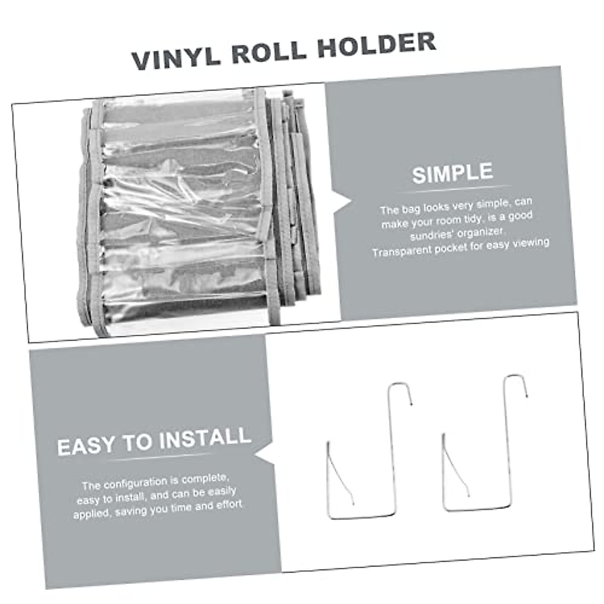 COHEALI Roll Vinyl Roll Wall Mount Organizer Wall Mount Clothes Rack Portable Clothes Rack Vinyl Organizer Pouch Vinyl Rolls Storage Rack Wall Vinyl Roll Holder Oxford Cloth Grey Dog Gift