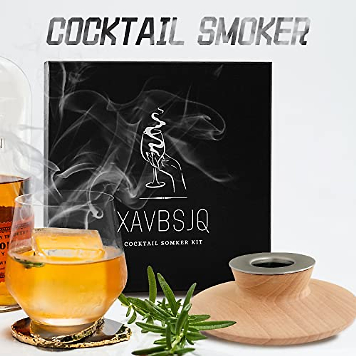 Cocktail Smoker Kit, Old Fashioned Smoker kit with Torch, 4 Kinds of Wood Smoker Chips for Bourbon and Whiskey. Gift for Whiskey Lovers, Dad, Husband, Men（No Butane）