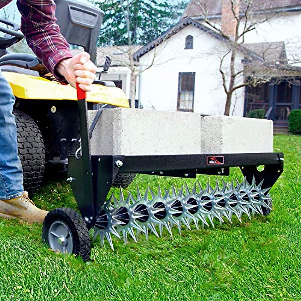 Brinly SAT2-40BH-P Tow Behind Spike Aerator with Transport Wheels, 40"