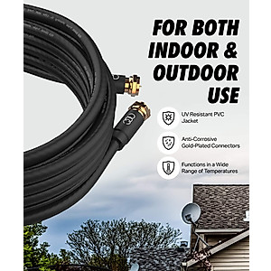 6FT TV Cable Wire Black RG6 Coaxial Cable with F Connector, Cable Extension Adapter, Low Loss High-Speed Coax Cable Cord Extender for HD TV, Router, Satellite, Antenna, TV Cable 6'