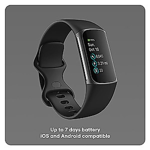 Fitbit Charge 5 Advanced Health & Fitness Tracker with Built-in GPS, Stress Management Tools, Sleep Tracking, 24/7 Heart Rate and More, Black/Graphite, One Size (S &L Bands Included)