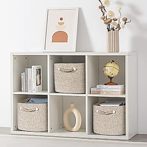 Syeeiex Cube Storage Bins, [3-Pack] 13x13x13 Storage Cube Bins, Collapsible Storage Cubes, Storage Baskets, Fabric Storage Bins for Storing Cloths, Books on Bedroom or Living Room(With Hard Bottom)