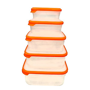 HELSIM Orange 10-Piece Containers Set with Lids for Storage, Lunch, and Meal Prep, Dishwasher & Microwave Safe