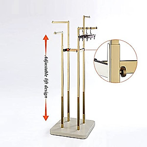 Etlegor Clothing Rack – Heavy Duty 4 Way Rack, Stainless Steel Floor Hanging Clothes Rack Adjustable Height Arms Thickened Base Perfect for Clothing Store Display with 4 Straight Arms