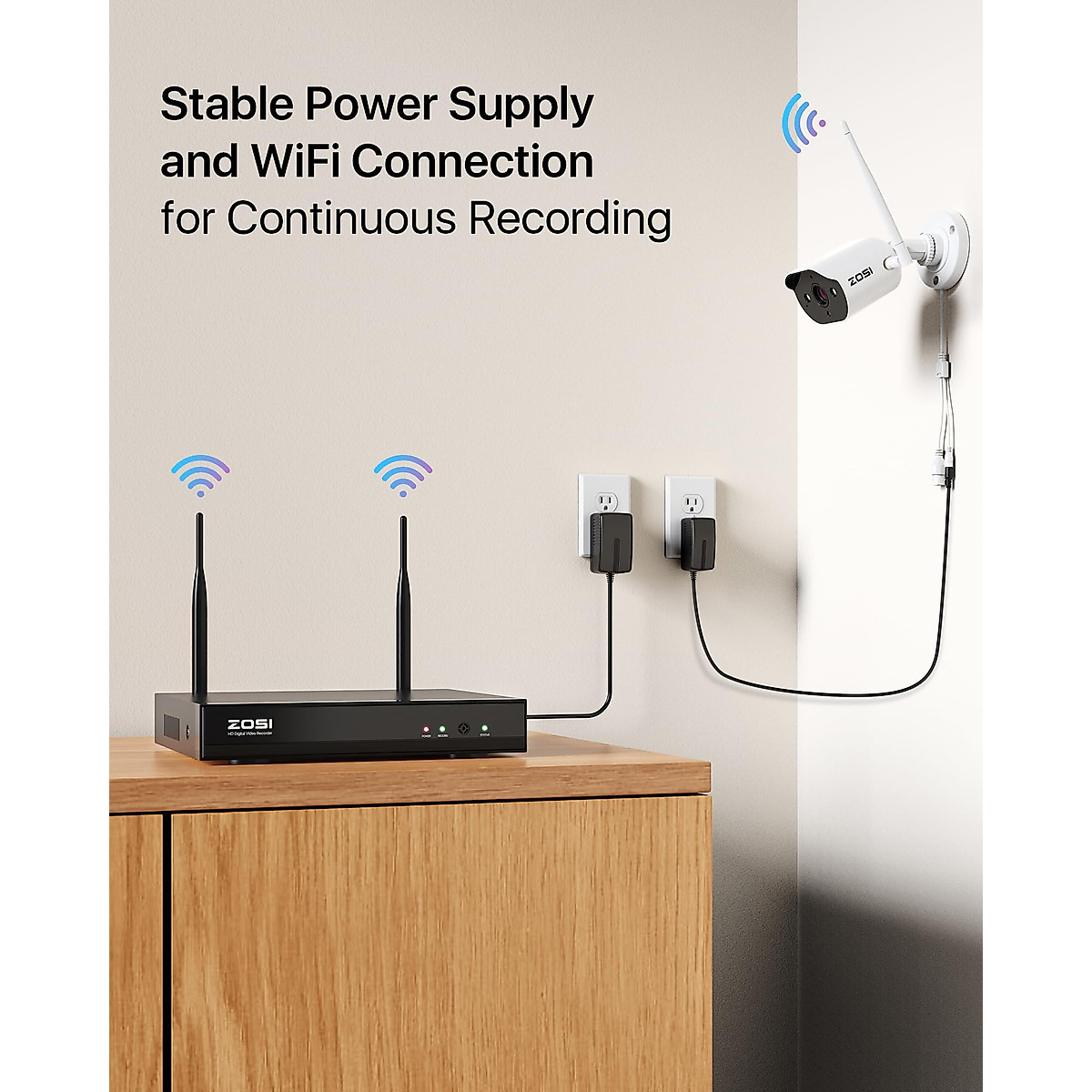 ZOSI 8CH 2K Wireless Security Camera System with 1TB Hard Drive,8x 3MP WiFi Outdoor Surveillance Cameras,Night Vision,Light and Siren Alarm,2 Way Audio,2K H.265+ 8Channel NVR for 24/7 Recording