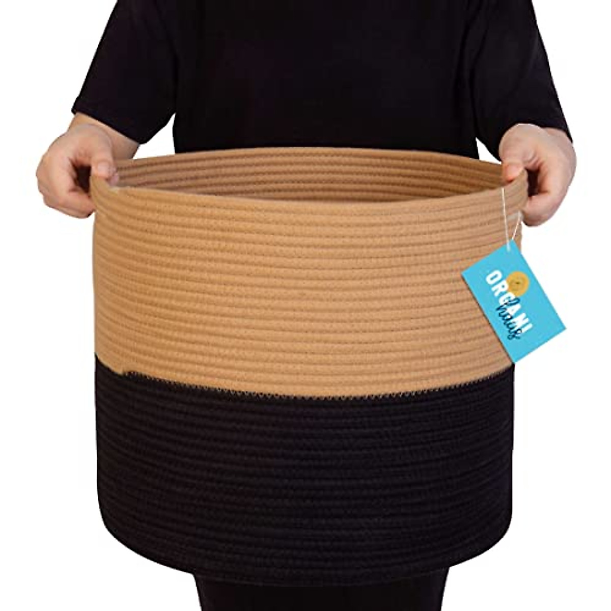 Large Rope Baskets + Set of 2 Planter Baskets - HONEY/BLACK