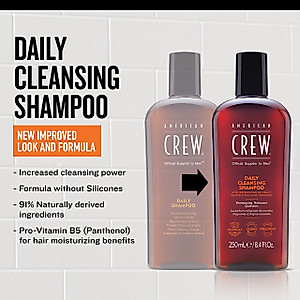 Shampoo for Men by American Crew, Daily Cleanser, Naturally Derived, Vegan Formula, Citrus Mint Fragrance, 15.2 Fl Oz