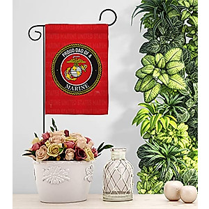Breeze Decor Proud Dad Garden Flag Set Wall Holder Armed Forces Marine Corps USMC Semper Fi United State American Military Veteran Retire Official House Yard Gift Double-Sided, Made in USA