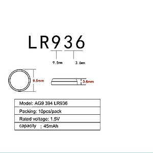 Cotchear 20Pcs AG9 Button Cell Batteries 1.5v AG9 194 LR936 SP394 Coin Battery