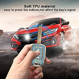 QBUC for Honda Key Fob Cover Case,with Keychain,Soft TPU Protector Key Fob Cover Fit for Honda Accord Civic CR-V HR-V Remote Skin Protector