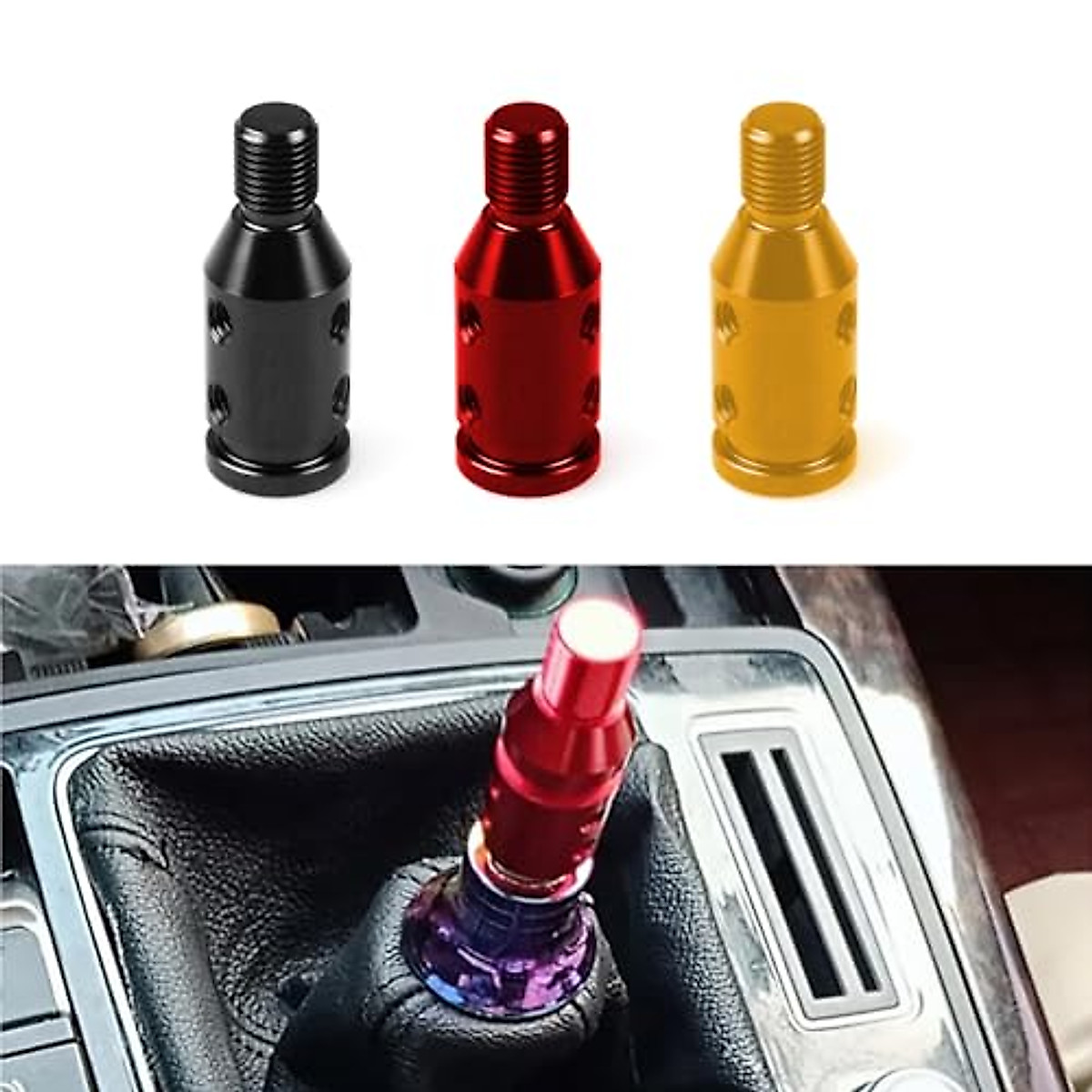 UGSHY 1 PC M12 x 1.25 Universal Shift Knob Adapter, Aluminum Alloy Transmission Gear Stick Shift Connector, for Non Threaded Shifters (Black)