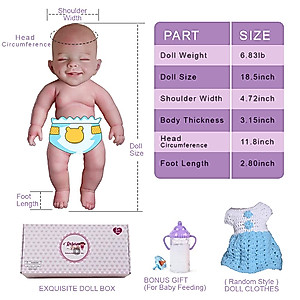 SERENDOLL 18.5 inch Realistic Full Silicone Baby Doll,Lifelike Reborn Baby Dolls, Toy, and Collectible Bald Girl (Girl)