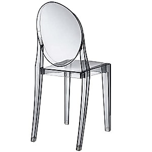 Modway Casper Modern Acrylic Stacking Two Dining Side Chairs in Smoke