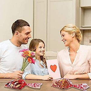 Aneco 100 Pack Valentine Cellophane Bags Valentine's Day Candy Cookie Bags 4 Styles Valentine Gift Bags Plastic Clear Cellophane Bags with Twist Ties for Valentine Party Favor Supplies