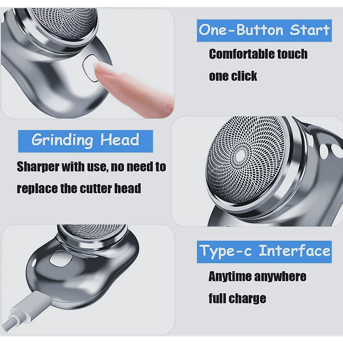 2023 New Electric Razor for Men,Mini-Shave Portable Electric Shaver, USB Rechargeable Shaver, Easy One-Button Use Suitable for Home, Car, Travel (Black)