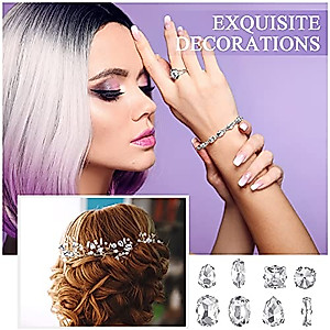 240 Pieces Large Sew on Rhinestones Clear Glass Crystal Gems Diamond Stone Metal Back Prong Setting Crafts Mix Shapes Claw for Jewelry, Clothes, Shoes, Costume (Clear White)