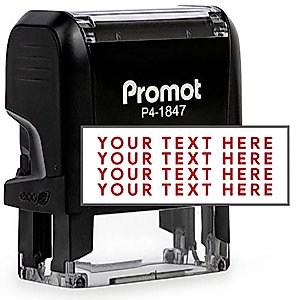 Promot Self Inking Personalized Stamp - Up to 4 Lines of Personalized Text, Custom Address Stamp, Office Stamps, Customized Stamp, Custom Stamps Self Inking with Easy to Change Ink Cartridge (Small)