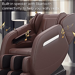 FOELRO 2022 Upgrade 2 Boxes Version Full Body Massage Chair, Zero Gravity Shiatsu Recliner with Air Bags, Back Heater, Foot Roller and Bluetooth Speaker, Brown